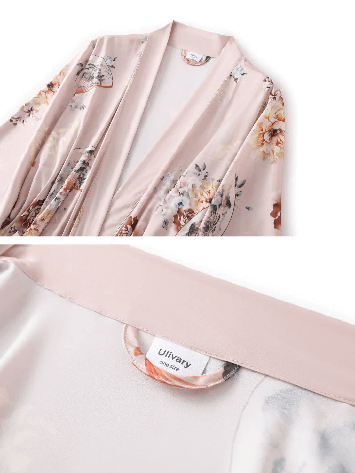 Luxury Floral Robe Kimono | Blush Floral Dressing Gown - Ulivary