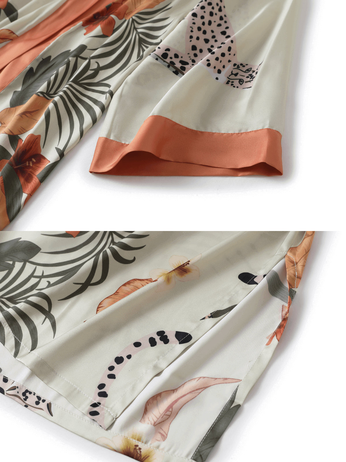 Orange Kimono Robe | Leopard Dressing Gown | Long Shower Robe - Ulivary