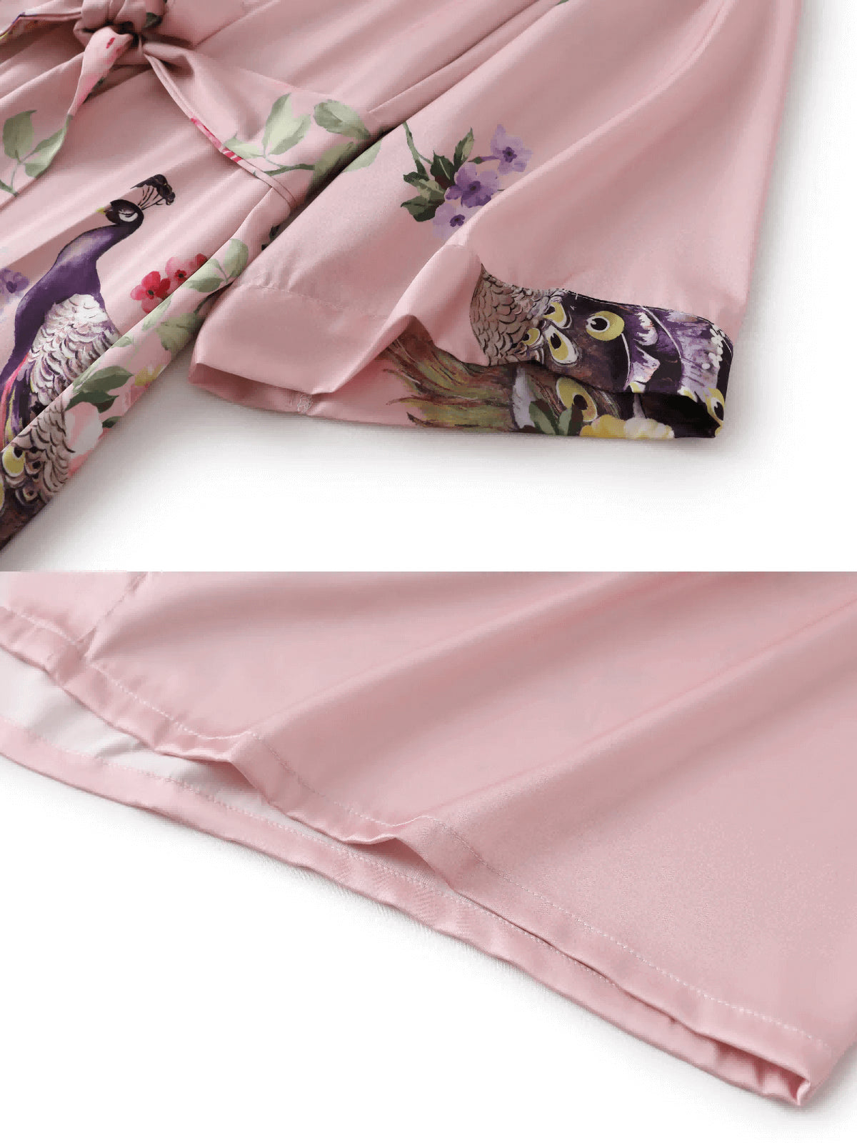 Pink Peacock Kimono | Wedding Party Robe | SPA Bathrobe - Ulivary