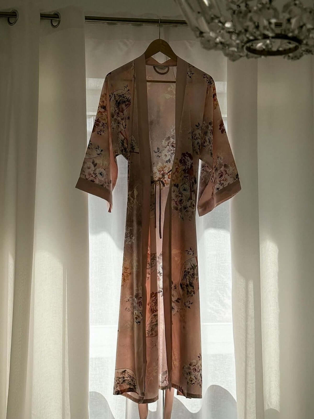 Luxury Floral Robe Kimono | Blush Floral Dressing Gown - Ulivary