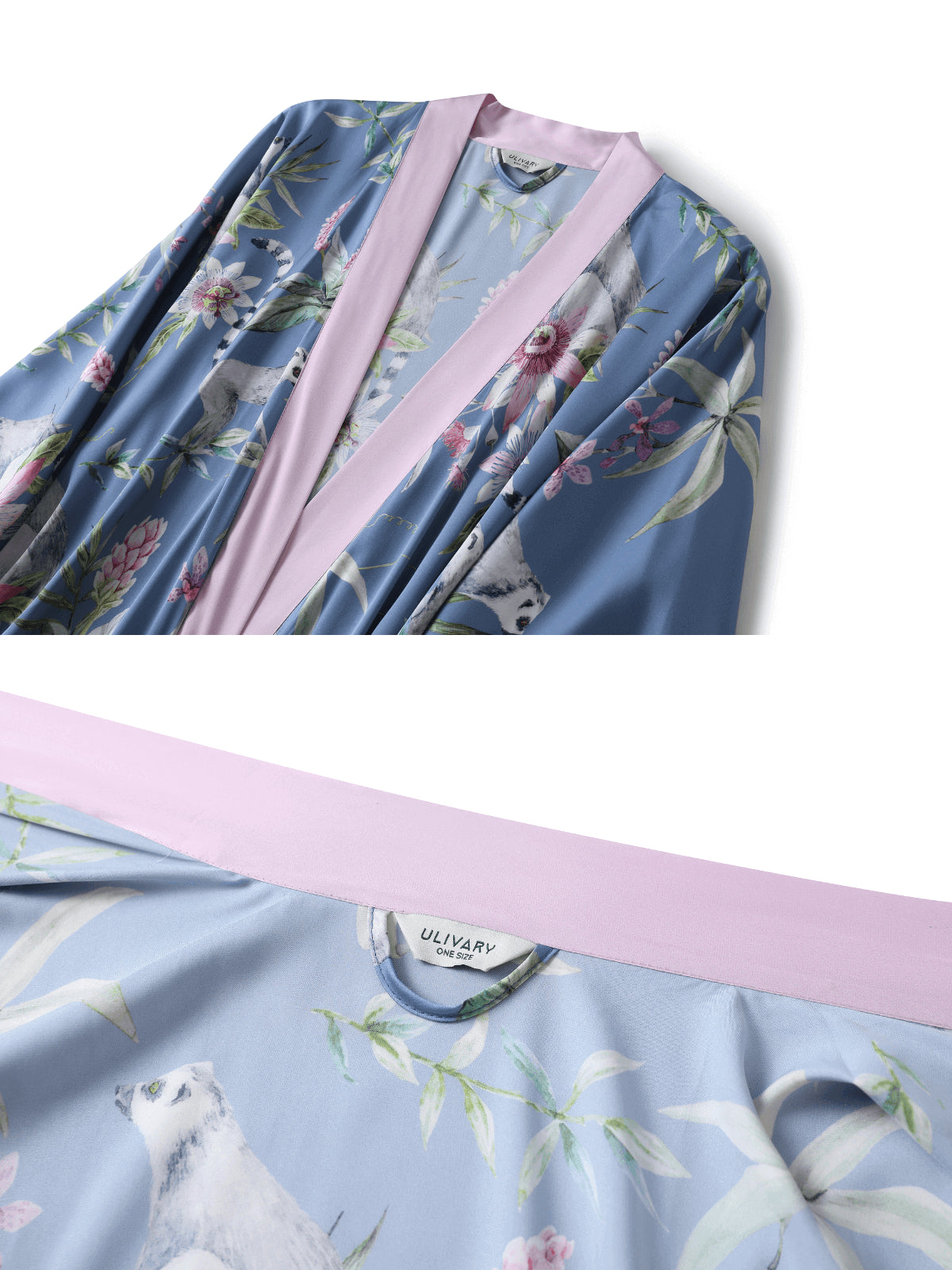 Short Blue Forest Dressing Gown | Lady Lightweight Bathrobe Kimono ...