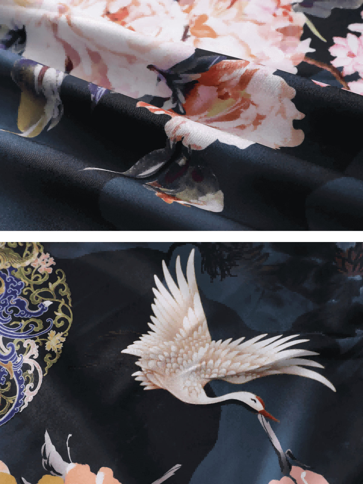 Cozy Silk Bath Gown | Ladies Garden Crane Floral Robe - Ulivary