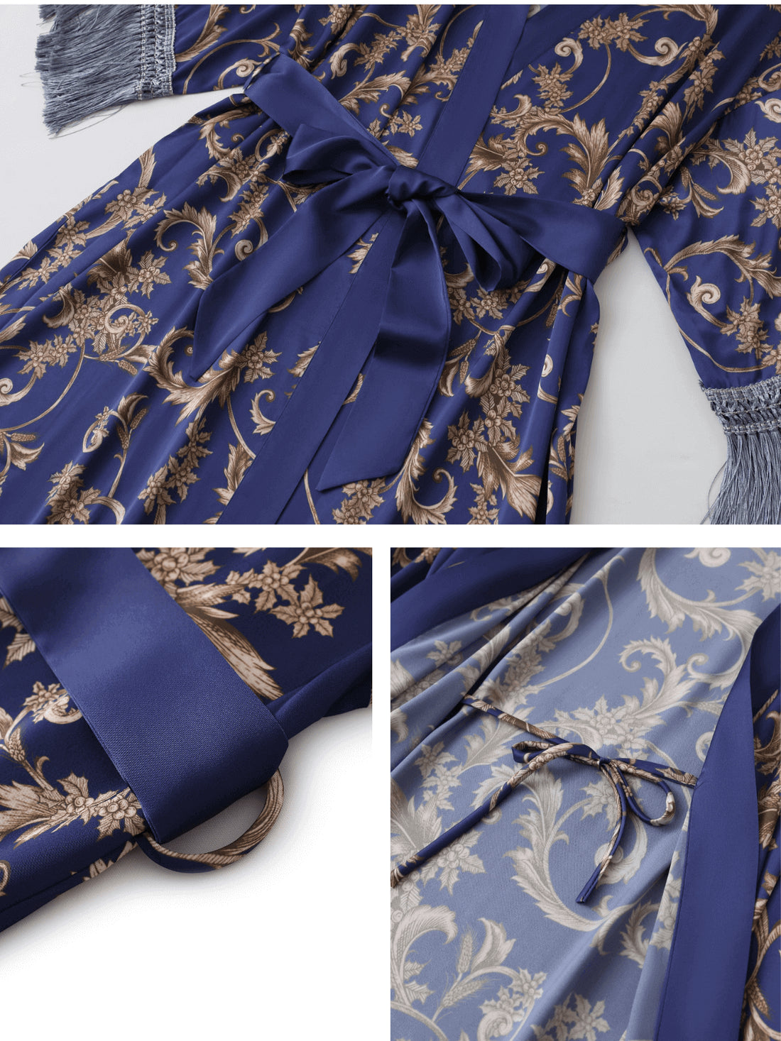 Blue Bath Robe | Long Bride Robe | Floral Kimono For Lady - Ulivary