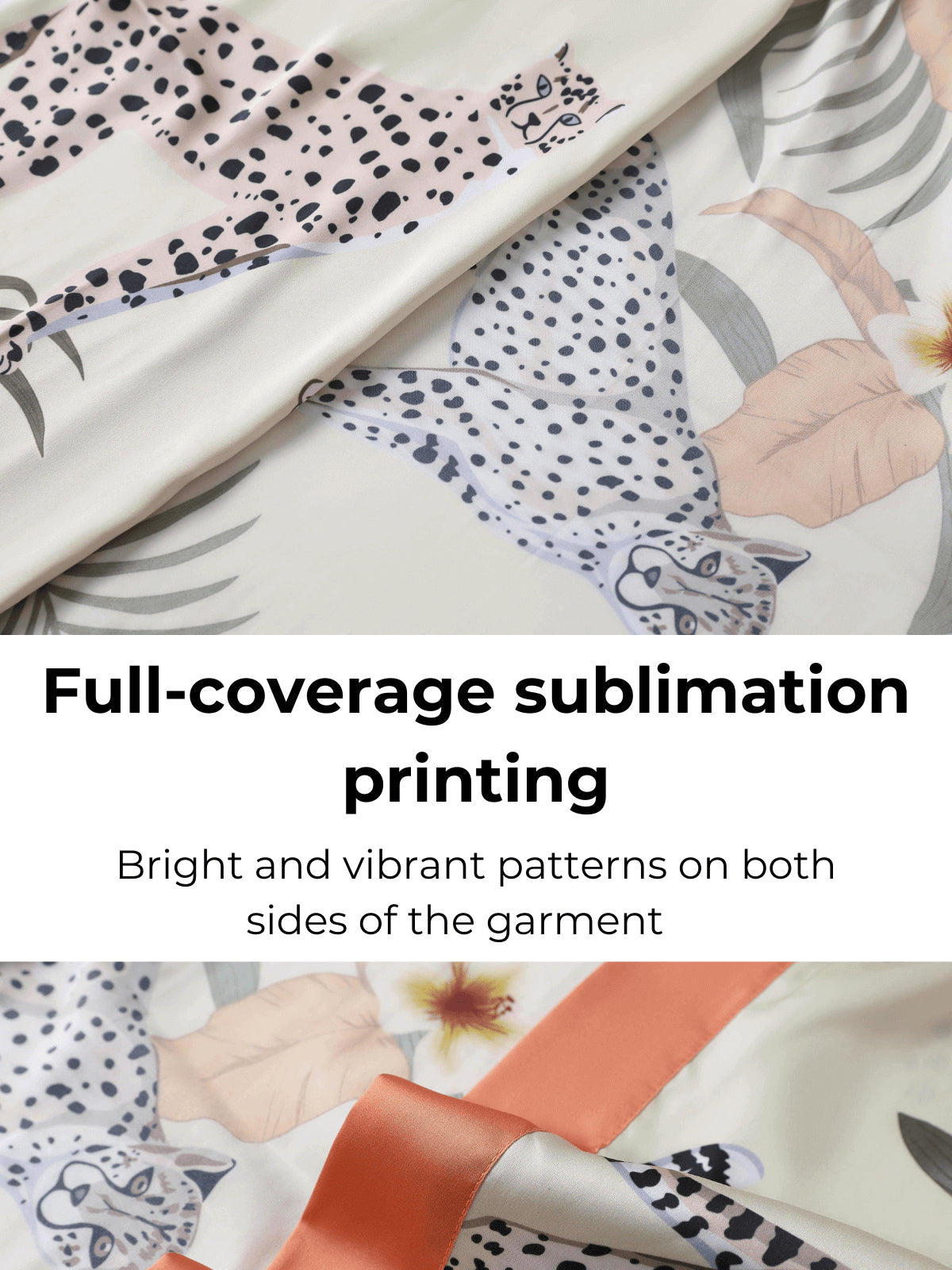 Orange Kimono Robe | Leopard Dressing Gown | Long Shower Robe - Ulivary