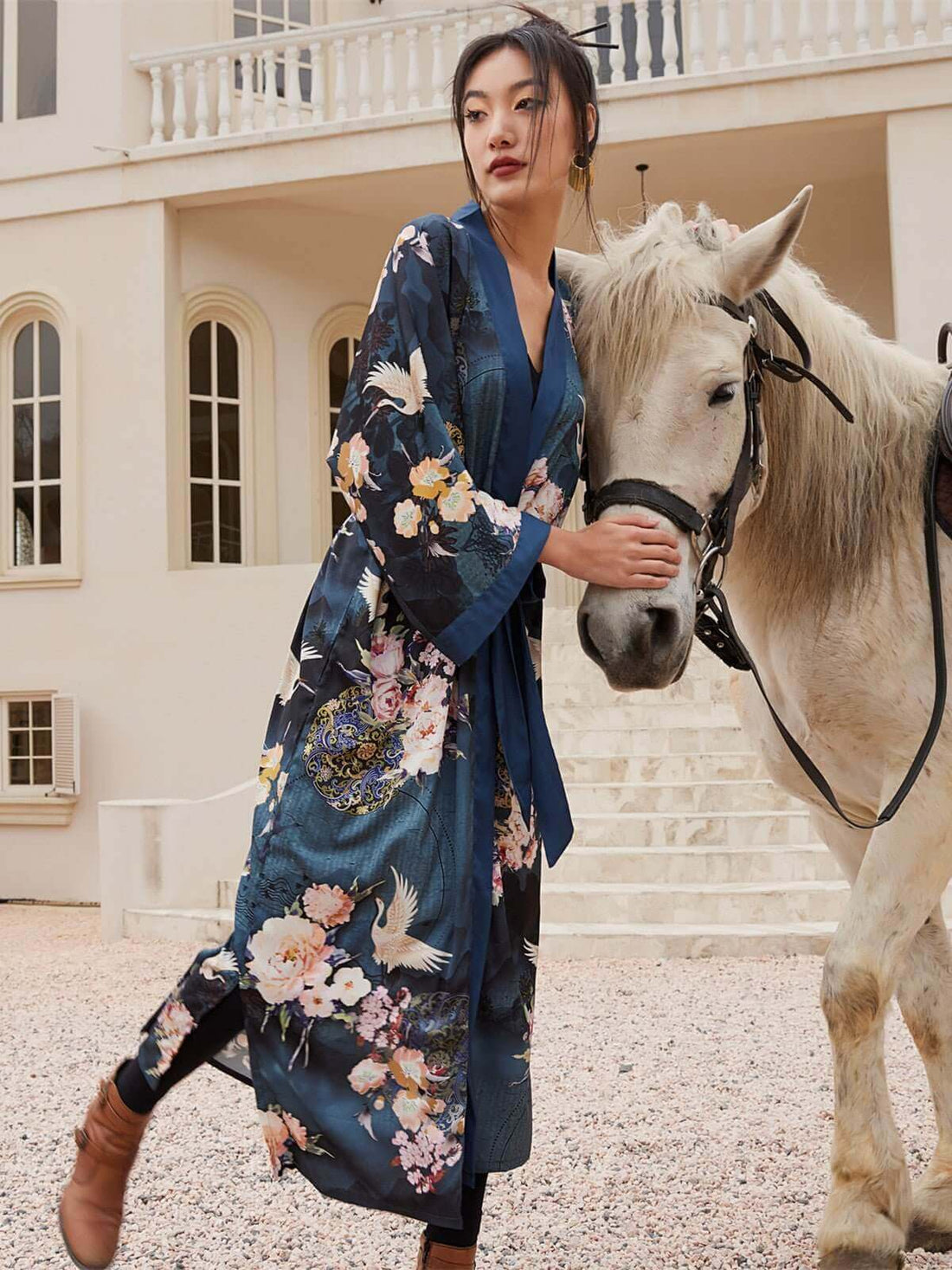 Bridal Robe For Bride | Garden Crane Robe - Ulivary